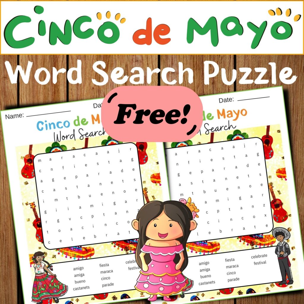 FREEBIE: CINCO DE MAYO Word Search Puzzle | Mexican Fiesta CINCO DE ...
