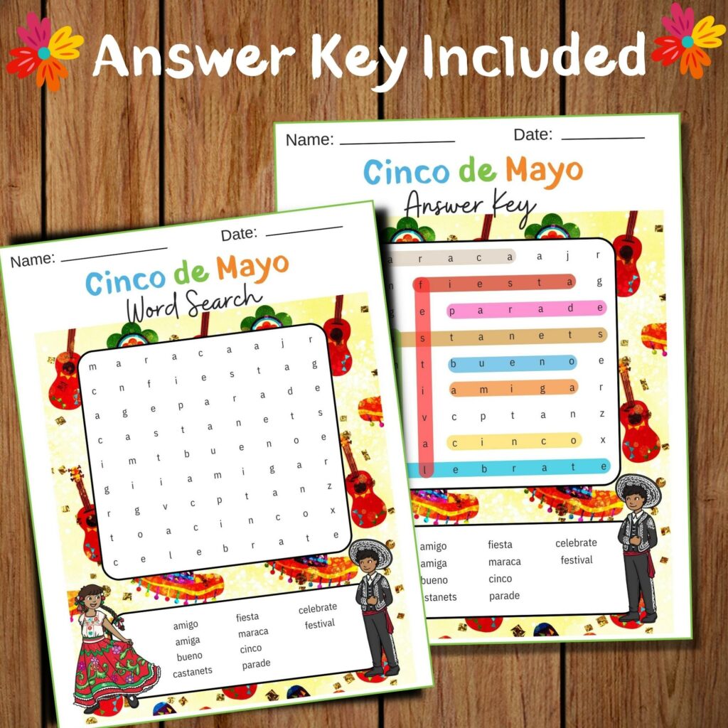 FREEBIE: CINCO DE MAYO Word Search Puzzle | Mexican Fiesta CINCO DE ...