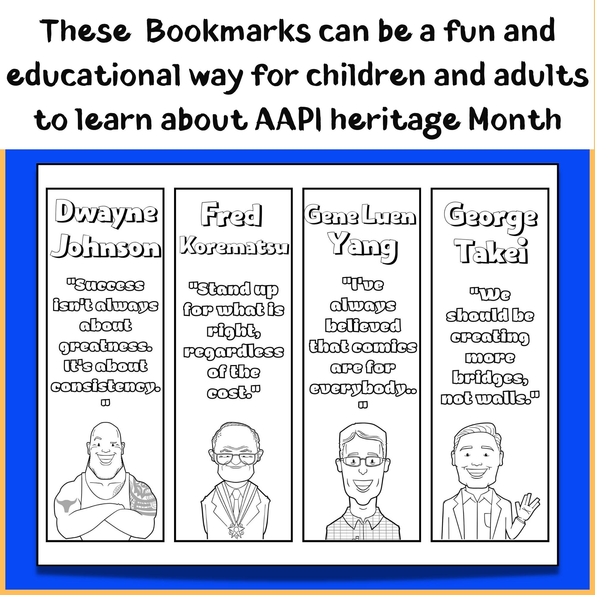 Asian American & Pacific Islanders Coloring Bookmarks With Famous ...