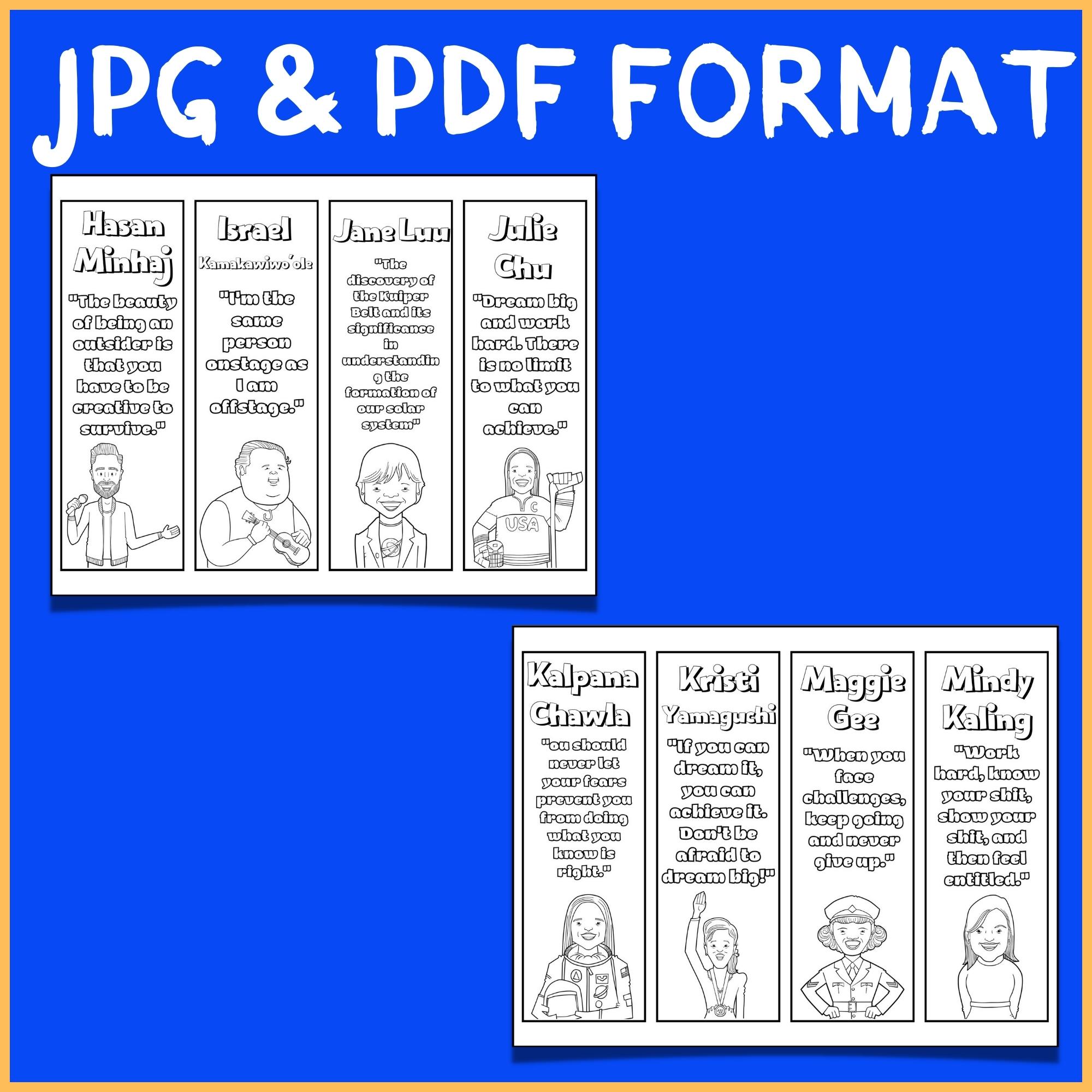 Asian American & Pacific Islanders Coloring Bookmarks With Famous ...