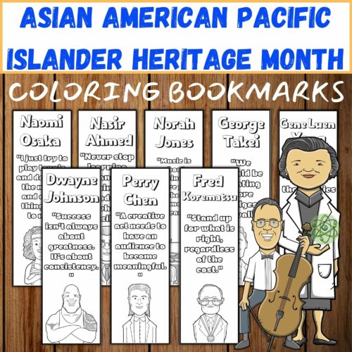Asian American & Pacific Islanders Coloring Bookmarks With Famous ...