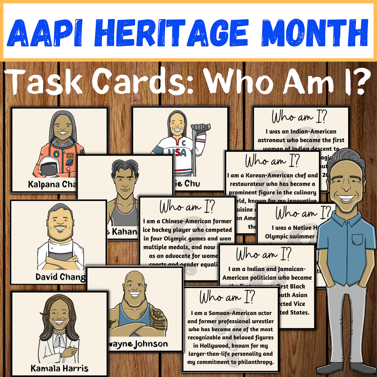 Celebrate AAPI Heritage Month with Who Am I? Task Cards | AAPI Matching ...