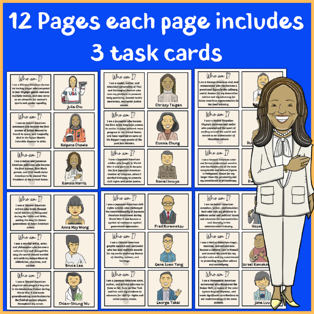 Celebrate AAPI Heritage Month with Who Am I? Task Cards | AAPI Matching ...