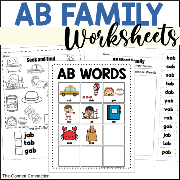 AB Word Family No Prep Worksheets | Made By Teachers