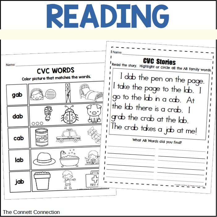 AB Word Family No Prep Worksheets | Made By Teachers