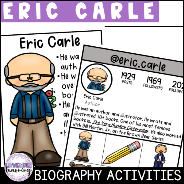 Eric Carle Biography Activities, Worksheets, Report, & Flip Book ...