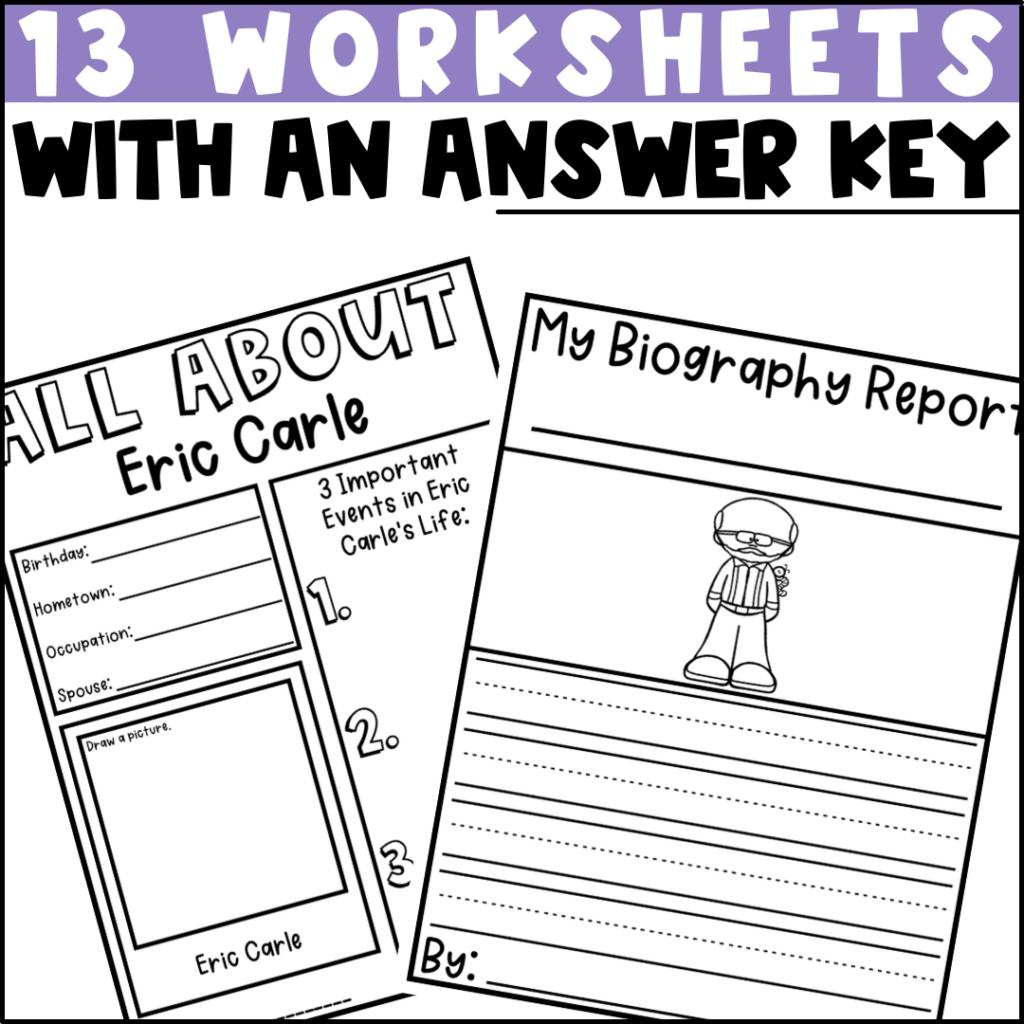 Eric Carle Biography Activities, Worksheets, Report, & Flip Book ...