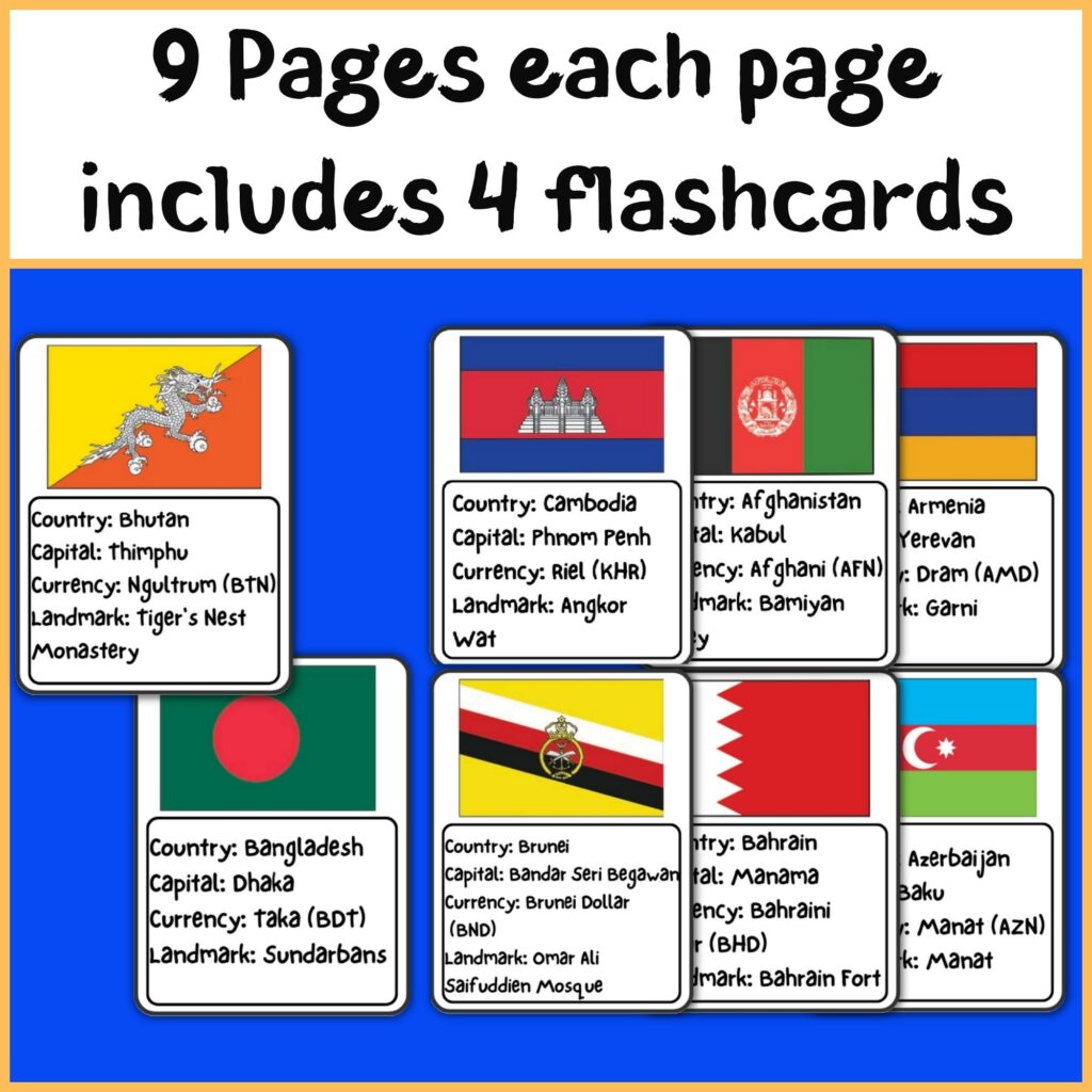 AAPI Heritage Month Countries Flag Flashcards | Capitals, Currency ...