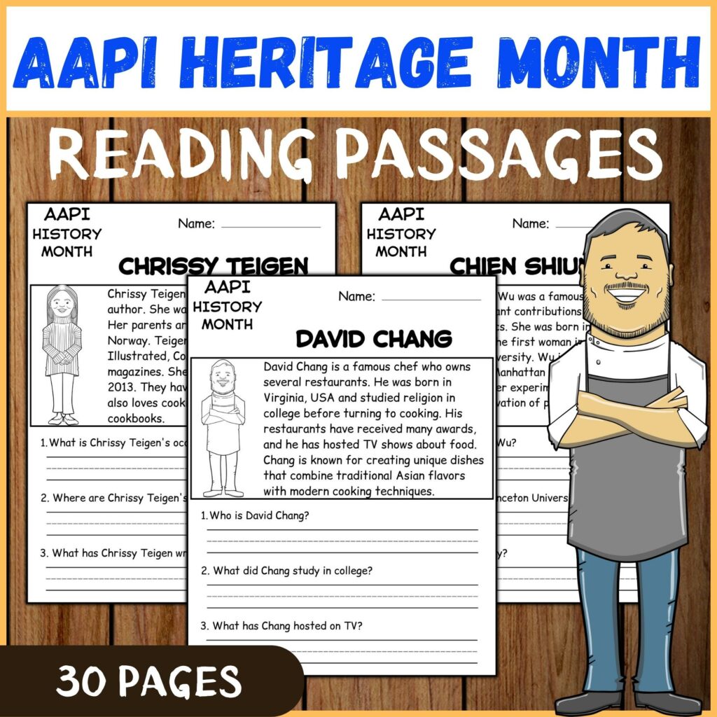 AAPI Heritage Month Reading Passages | 30 Figures in AAPI Reading ...