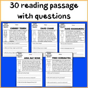 AAPI Heritage Month Reading Passages | 30 Figures in AAPI Reading ...