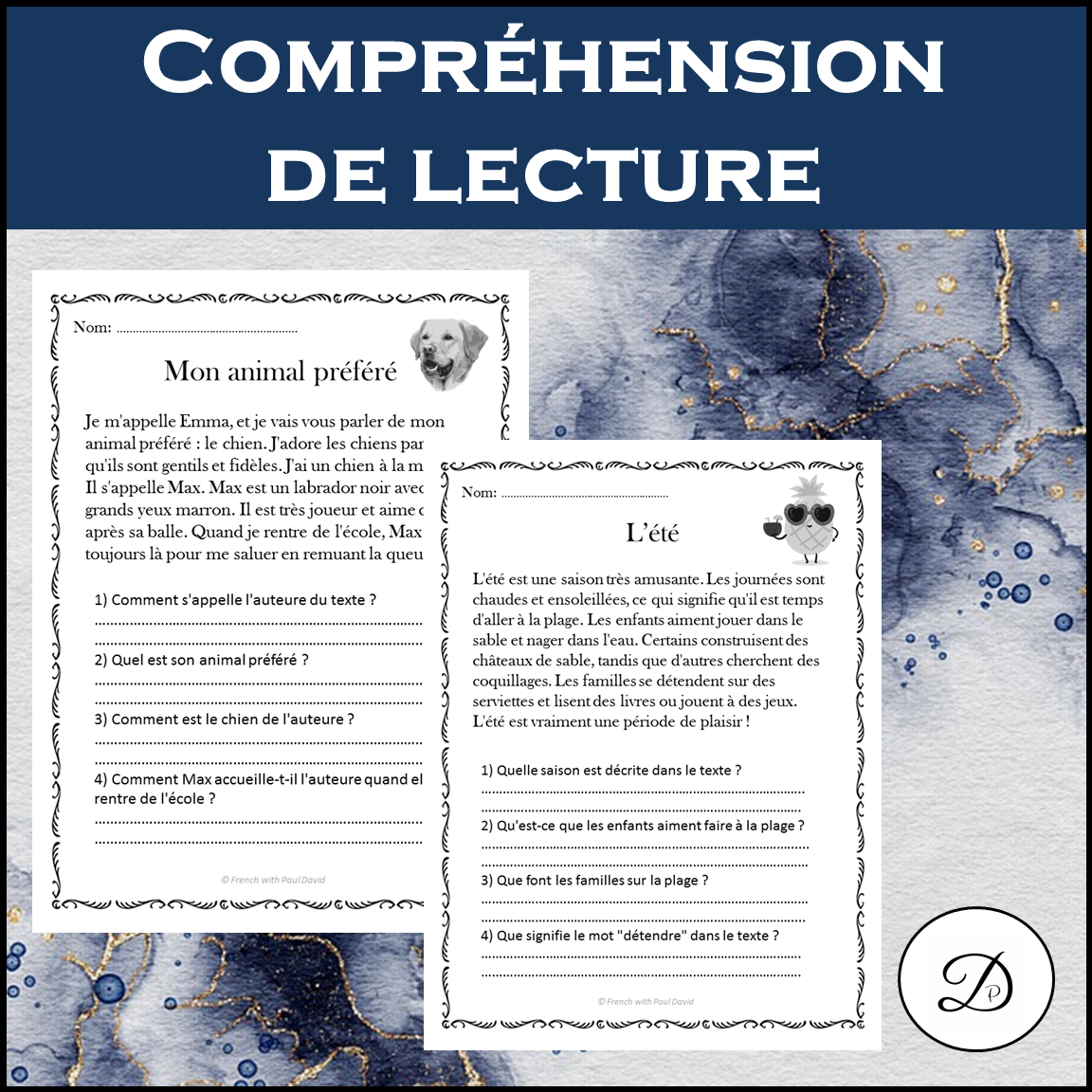 Compréhension de lecture - 20 textes - French Reading Comprehension ...