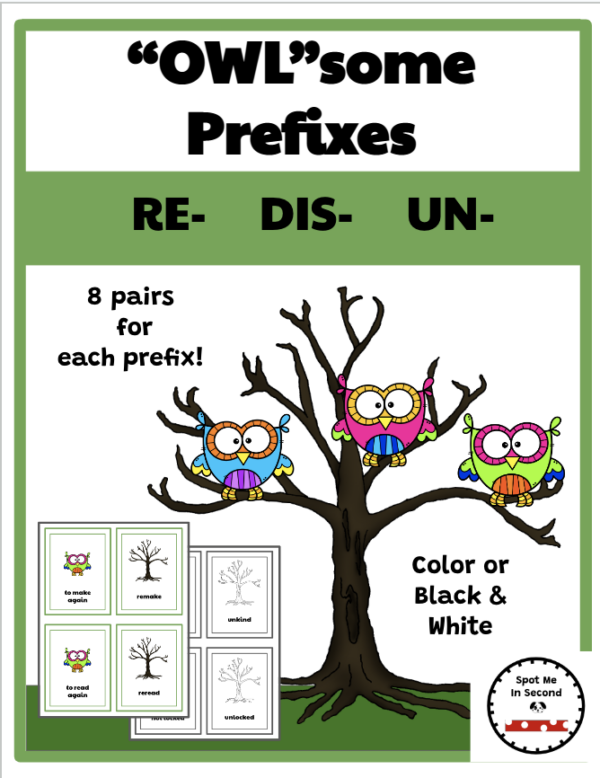 "Owl" some Prefixes (re- un- dis) | Made By Teachers