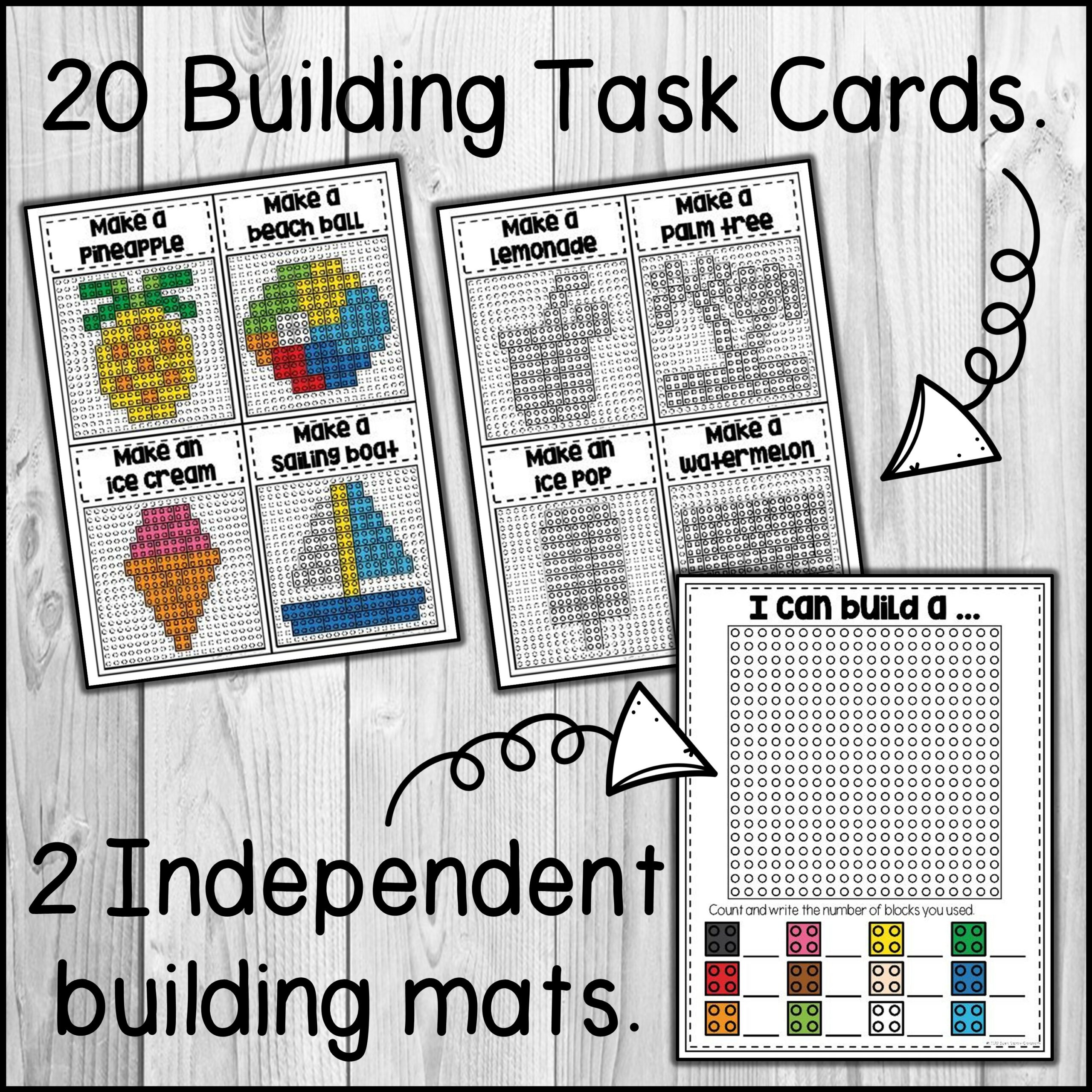 Summer Building Blocks Activity Mats | Fine Motor Task Cards | Math ...