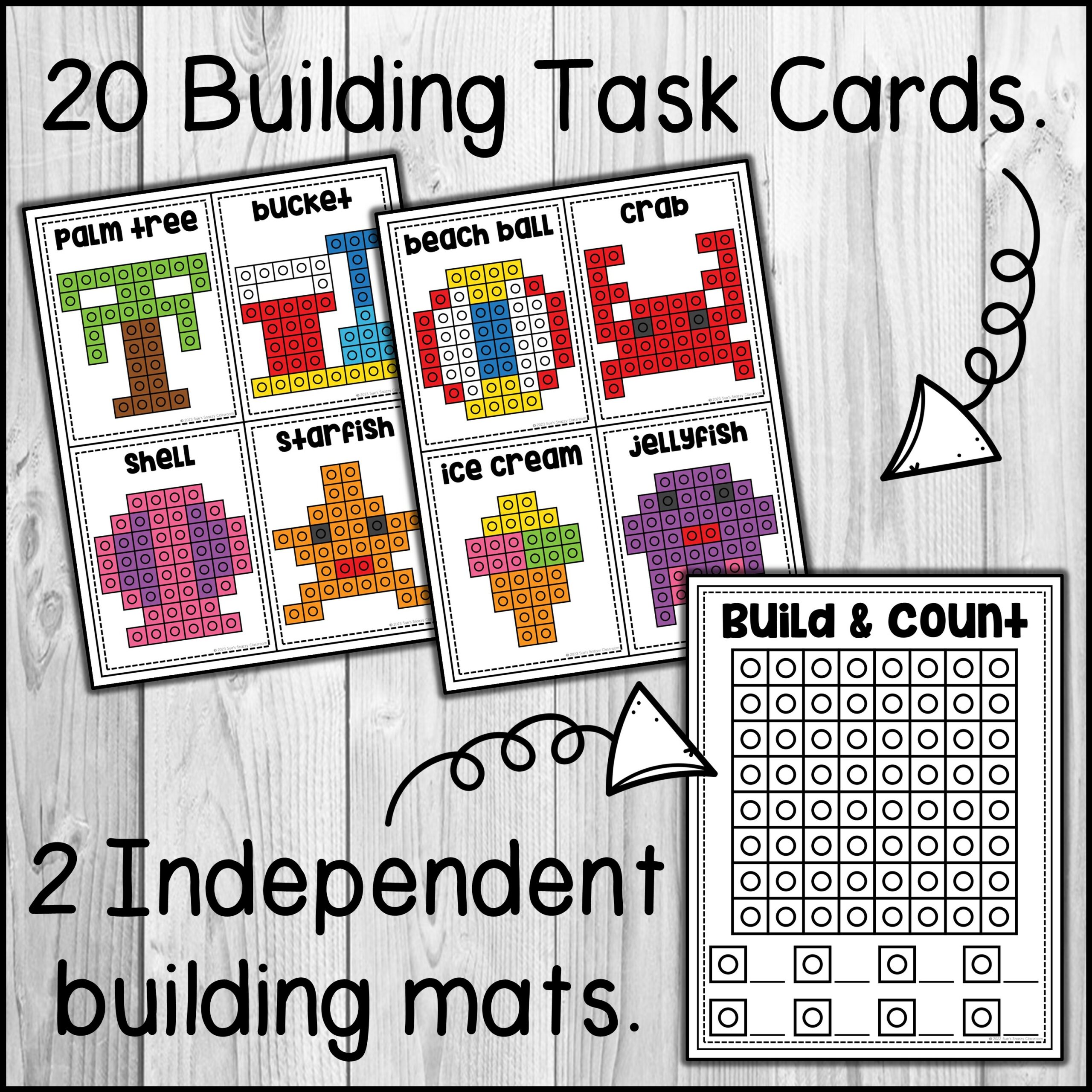 Summer Snap Cubes Activity Mats | Fine Motor Task Cards | Math Center ...