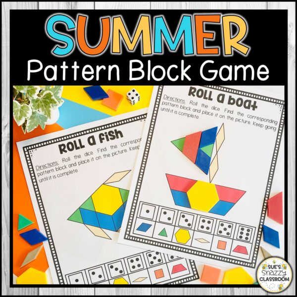 Summer Pattern Block Mats - Summer Math Game - Shapes Center | Made By ...