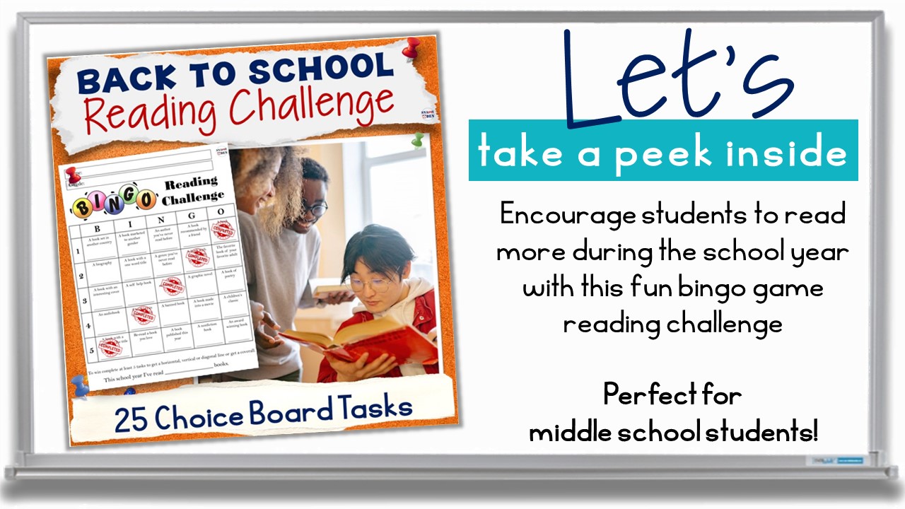 Back To School Reading Challenge For Middle School Students PRINT ...