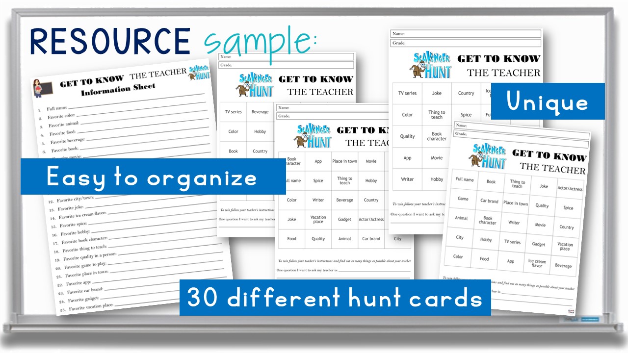 Get To Know The Teacher Back to School Scavenger Hunt - Print and ...