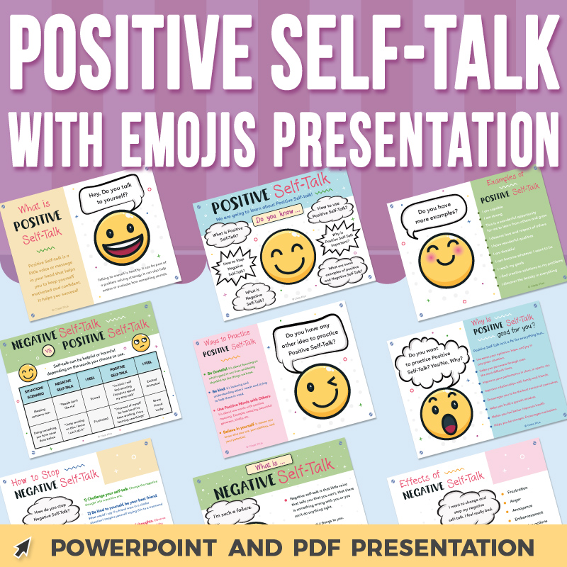 Positive Self-Talk with Emojis PowerPoint Presentation BUNDLE | Made By ...
