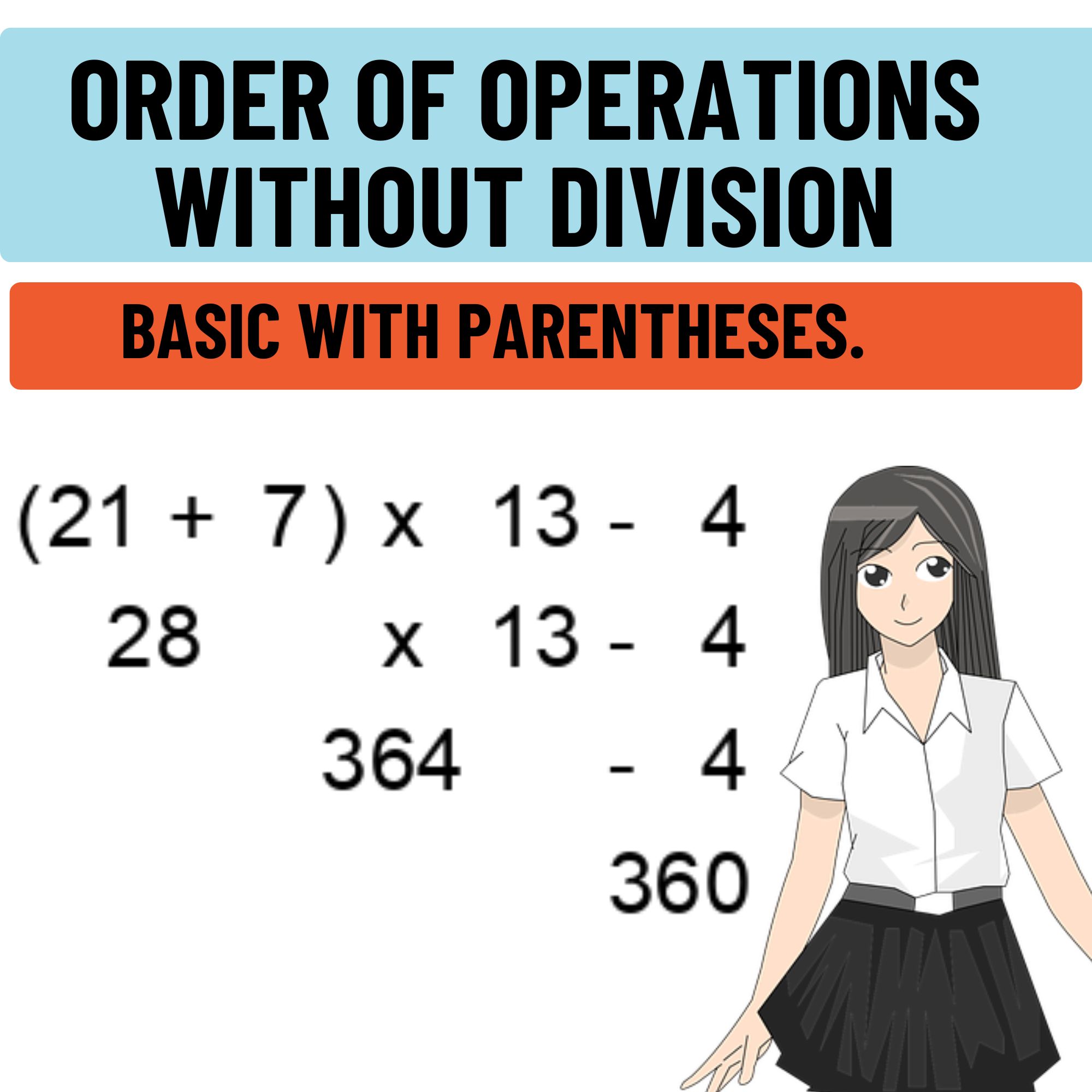Order of Operations Without Division Worksheets - Basic with ...