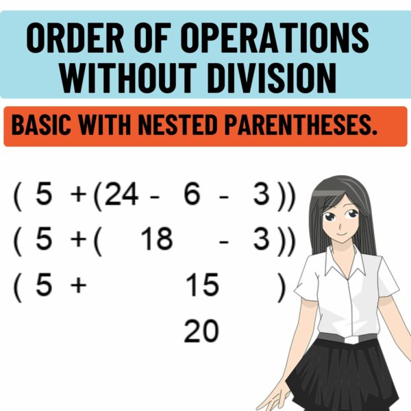Order of Operations Without Division Worksheets - Basic with Nested ...