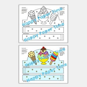 Ice Cream Paper Crown Headband Printable Coloring Spring Summer Craft ...