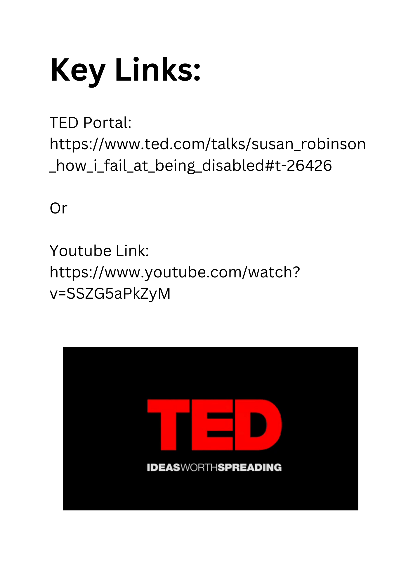 Short TED Talks - Disabilities & Inclusion | Discussion & Reflective ...
