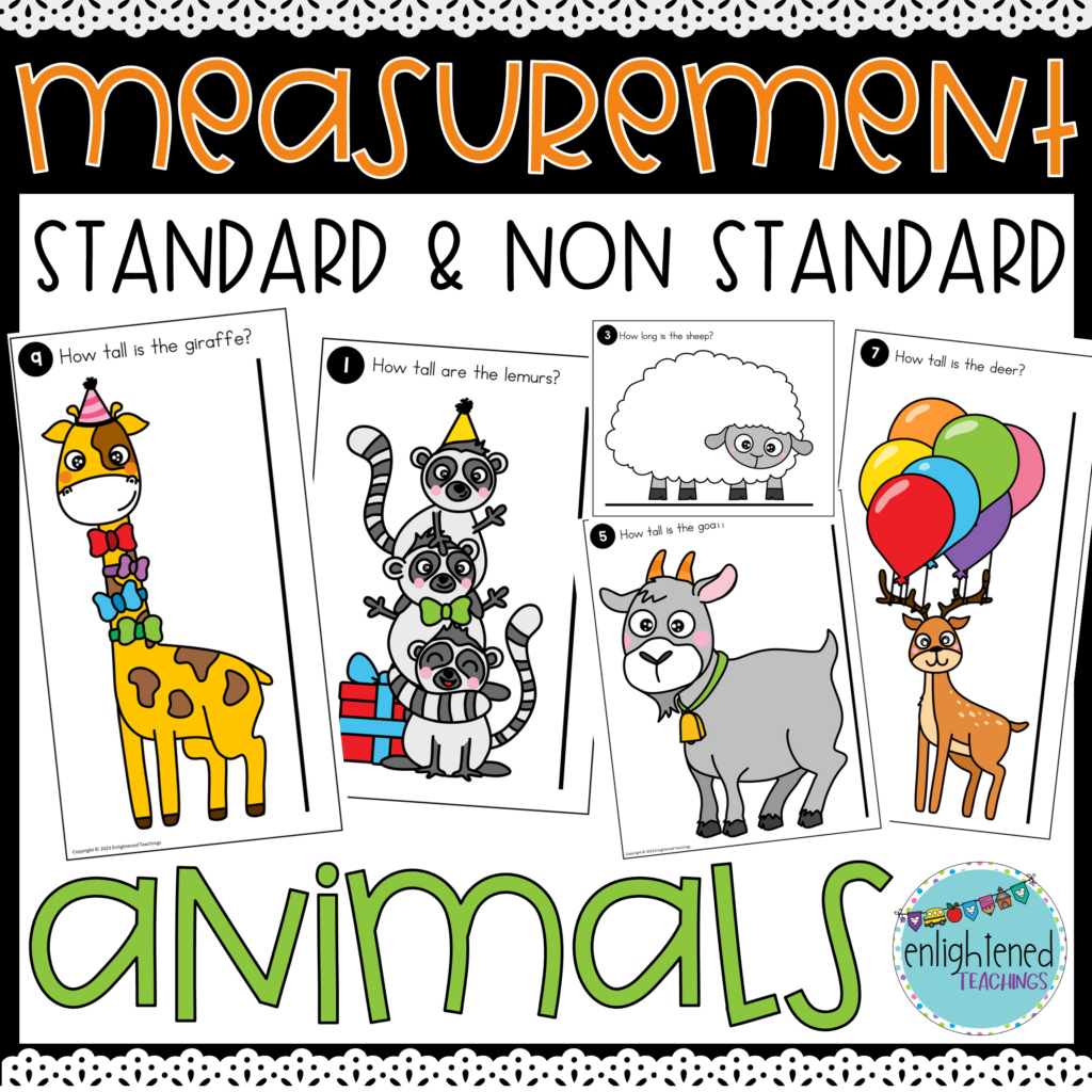 Animal Measurement Task Cards Non Standard Farm & Zoo Animal ...