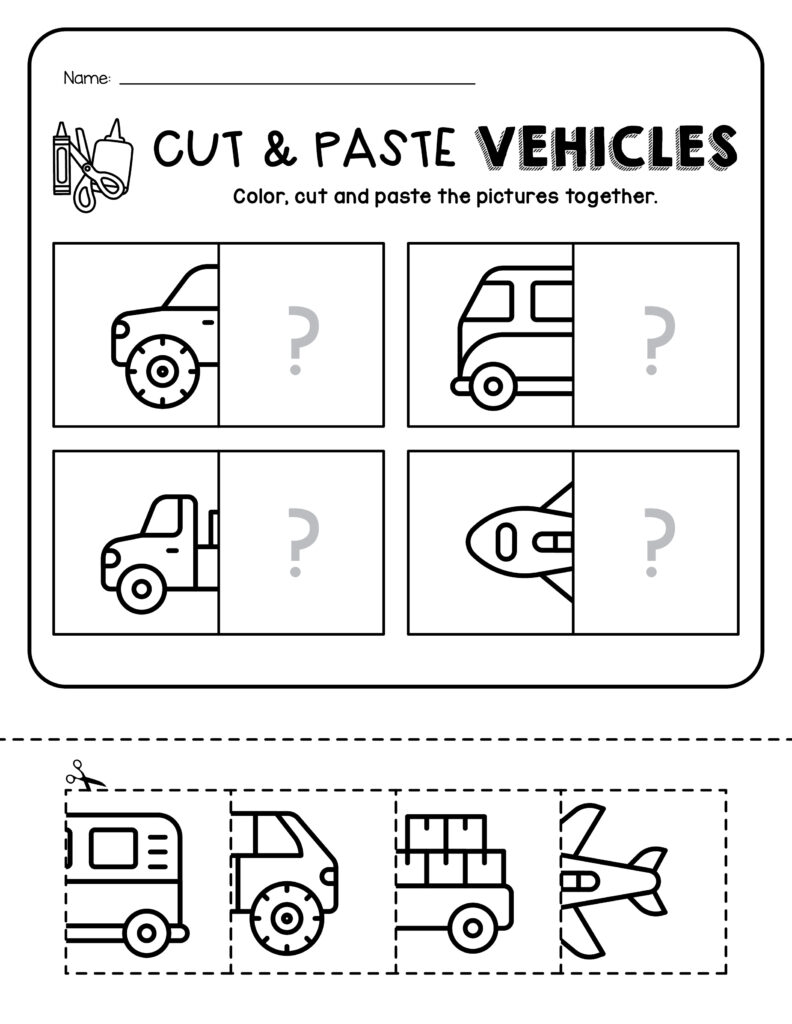 Boost Your Child's Learning with Engaging Cut and Paste Vehicles ...