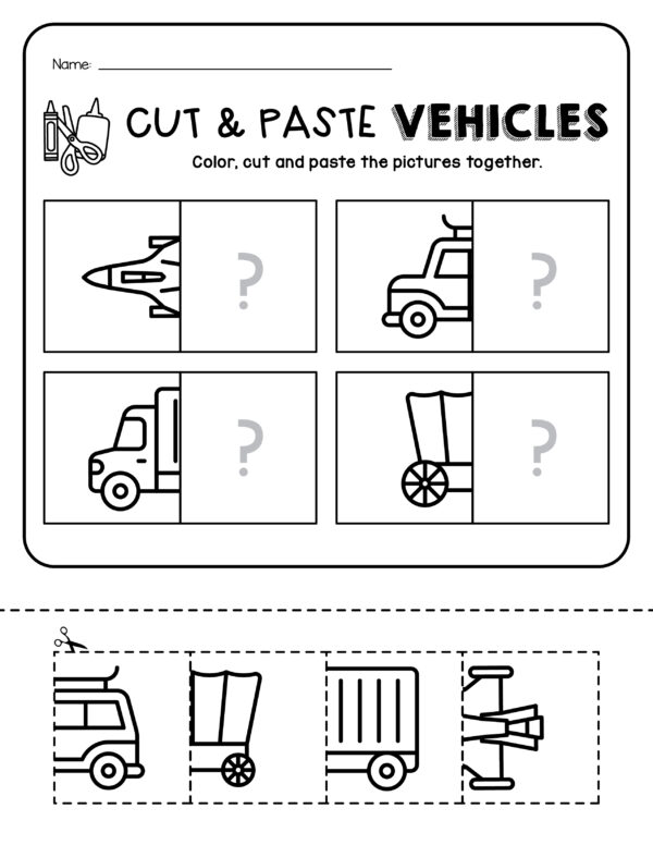 Boost Your Child's Learning with Engaging Cut and Paste Vehicles ...