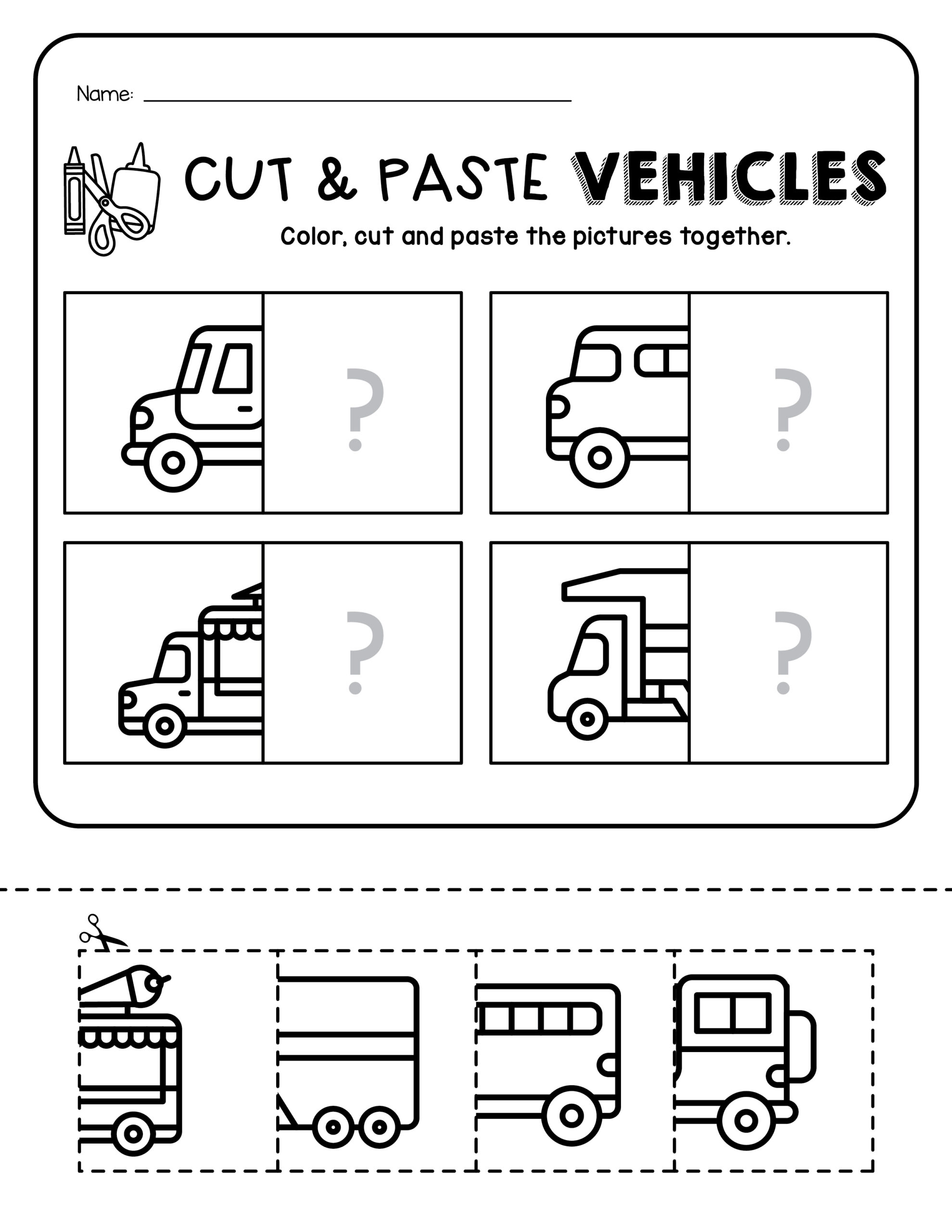 Boost Your Child's Learning with Engaging Cut and Paste Vehicles ...