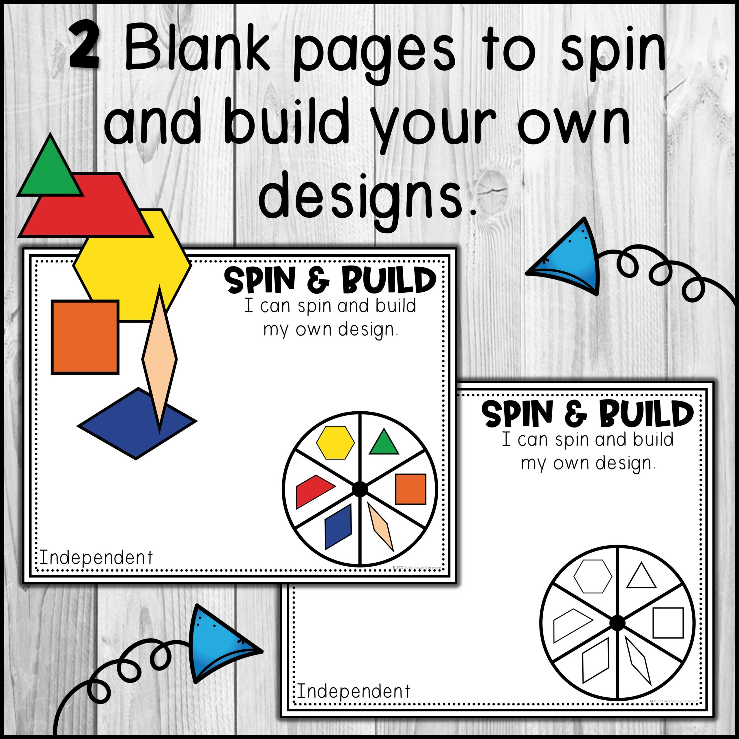 Summer Spin & Build Pattern Block Games - Math Center - Shape Activity ...