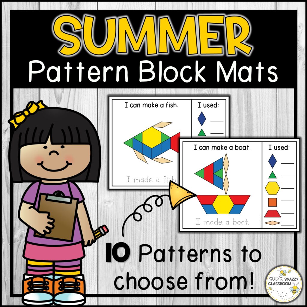 Summer Pattern Block Mats - Math Center | Made By Teachers