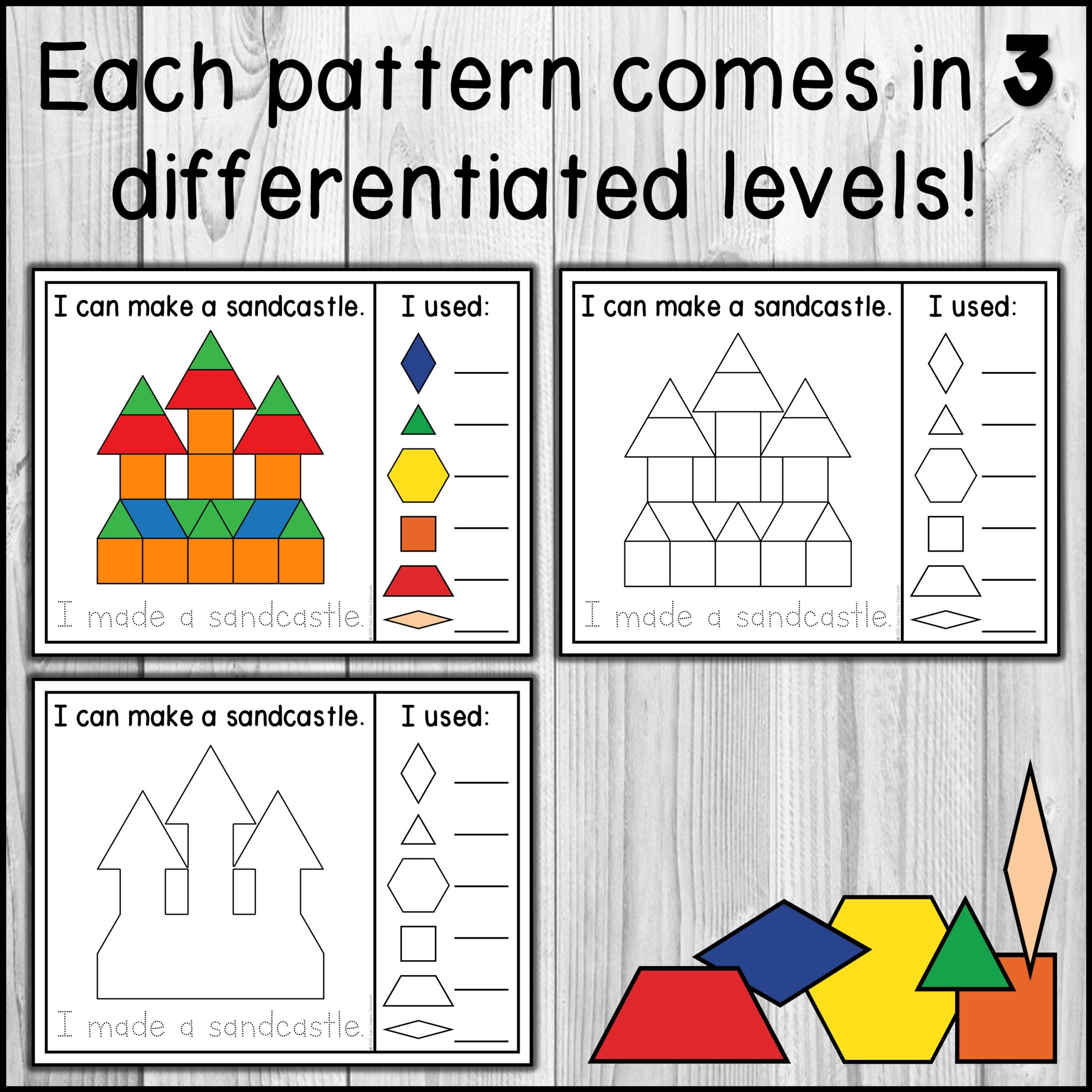 Summer Pattern Block Mats - Math Center | Made By Teachers