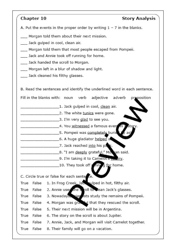 Magic Tree House "Vacation Under the Volcano" worksheets | Made By Teachers