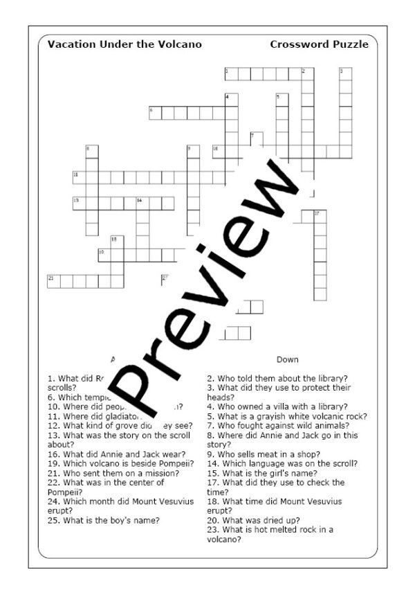 Magic Tree House "Vacation Under the Volcano" worksheets | Made By Teachers