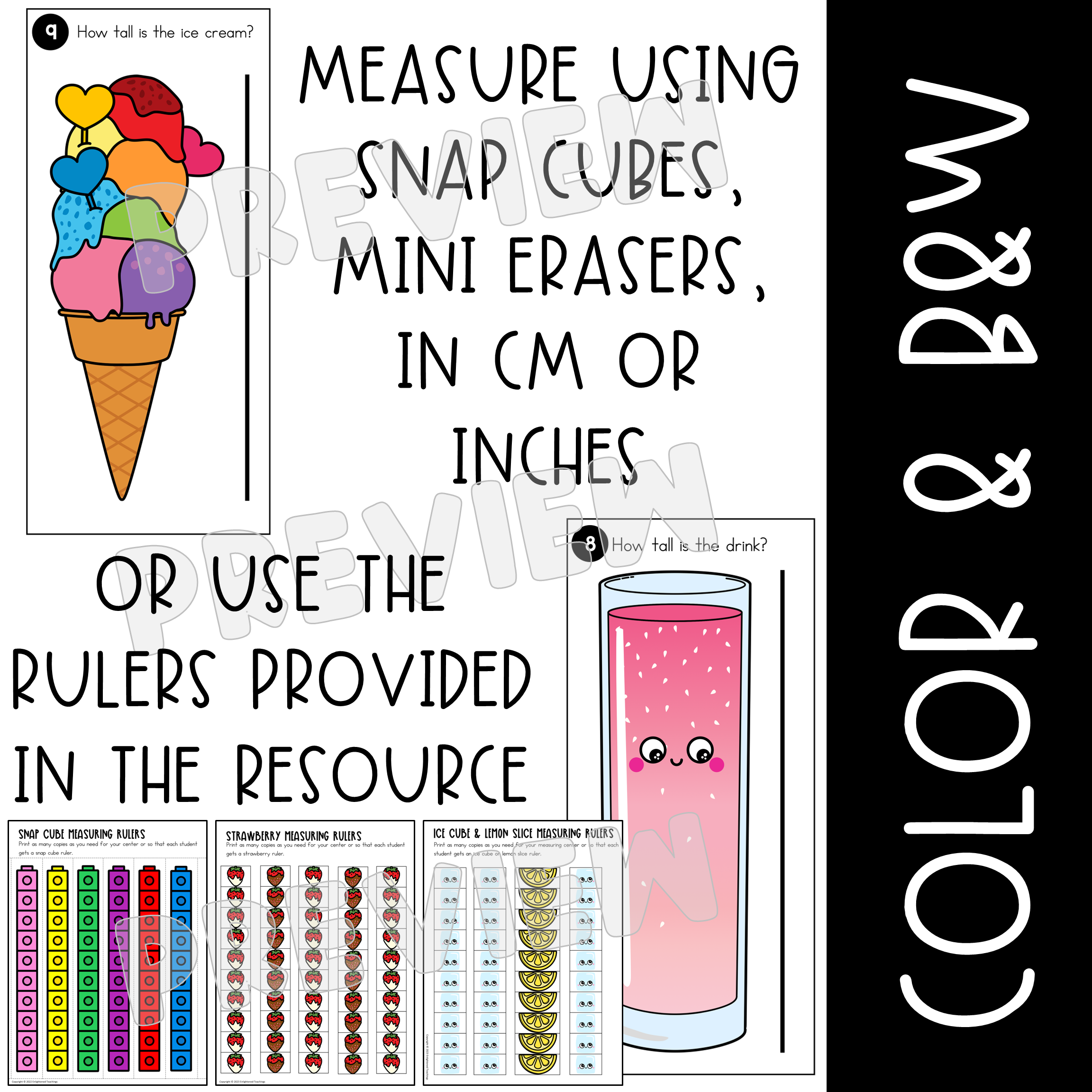 Summer Measurement Task Cards Non Standard Summer Measuring Activities ...