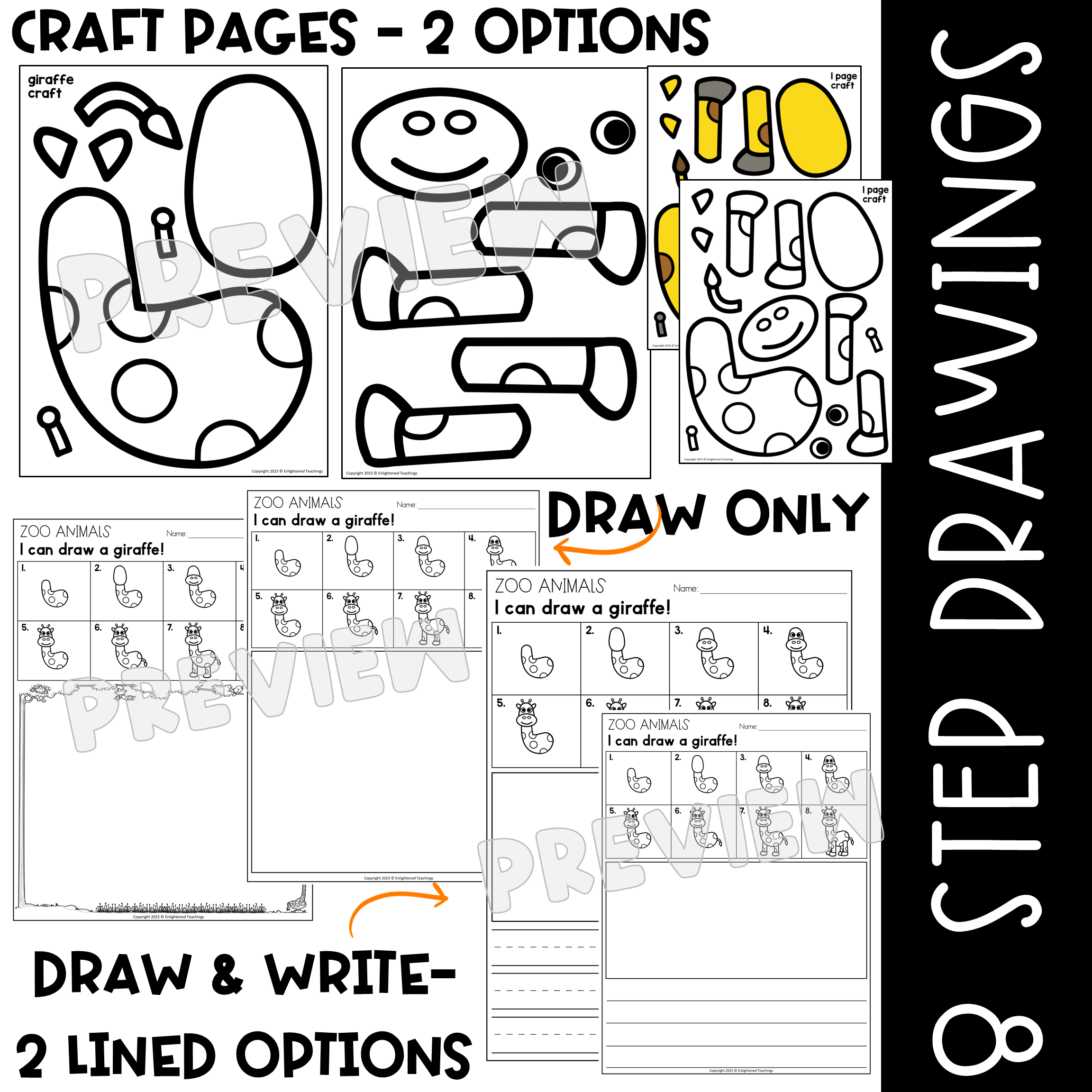 Giraffe Craft, Zoo Crafts, Zoo Directed Drawing, Build a Giraffe | Made ...