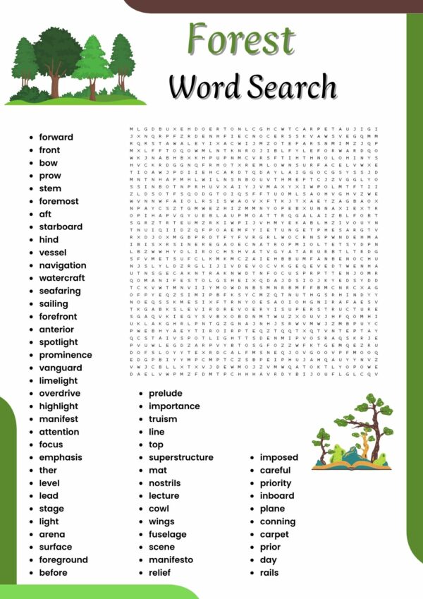 Forest word search Puzzle worksheet activities for kids | Made By Teachers