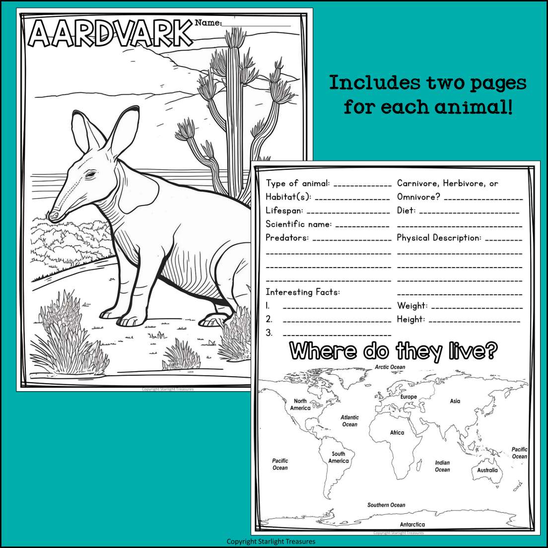 Savanna Animals Research Posters, Coloring Pages - Animal Research ...