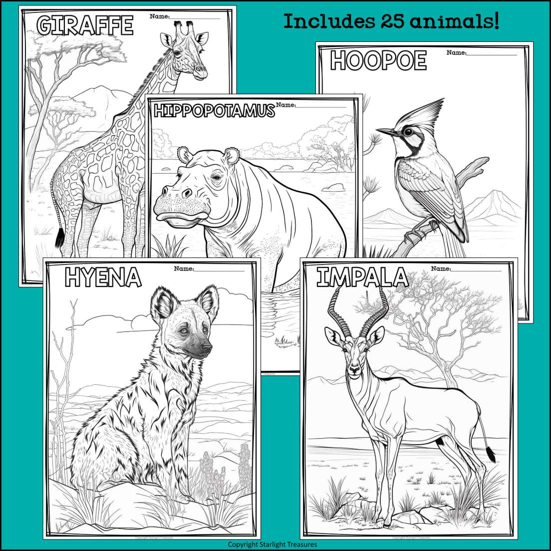 Savanna Animals Research Posters, Coloring Pages - Animal Research ...