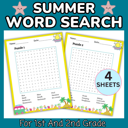 Summer Word Search Activity For 1st And 2nd Grade | End Of Year ...