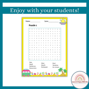 Summer Word Search Activity For 1st And 2nd Grade | End Of Year ...