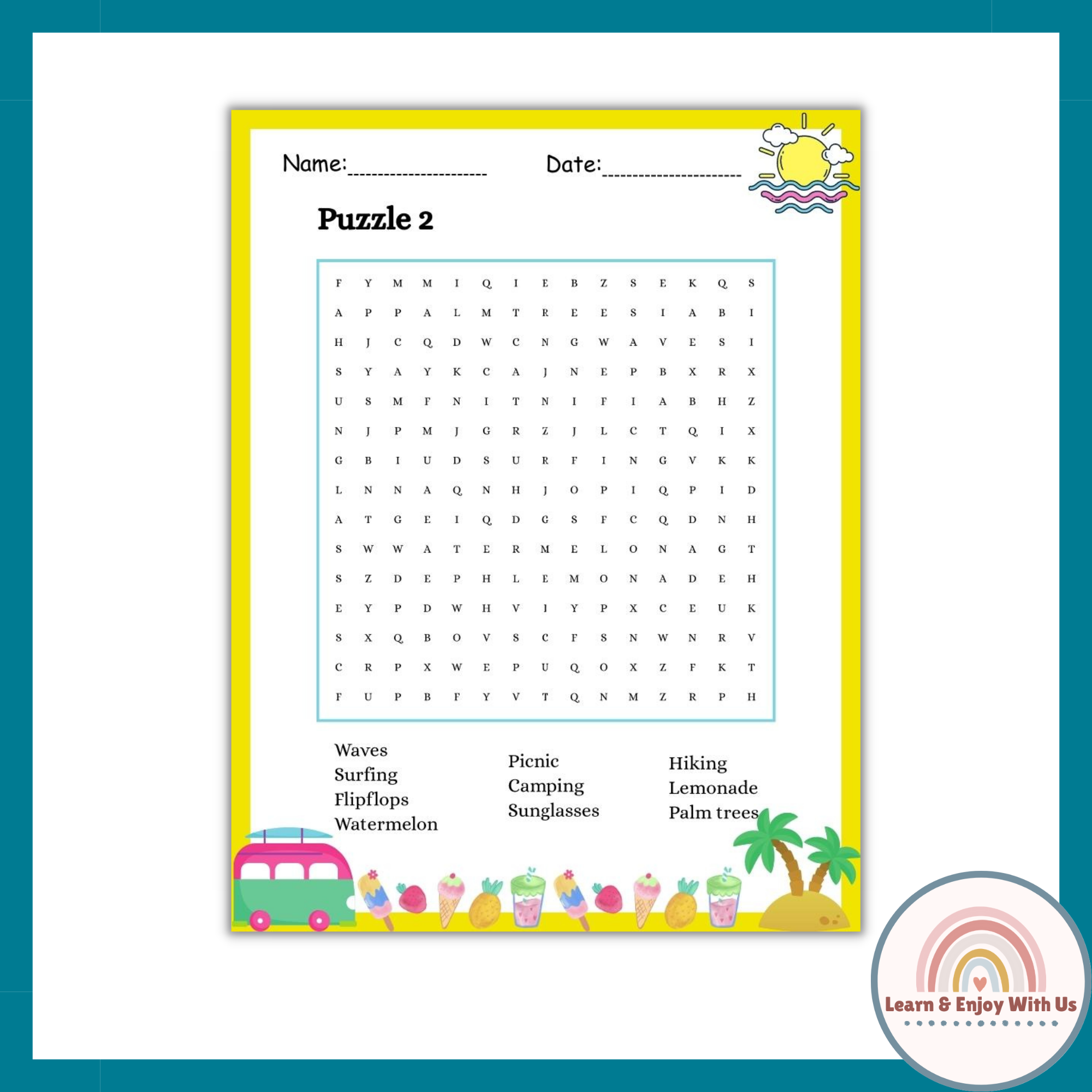 Summer Word Search Activity For 1st And 2nd Grade | End Of Year ...