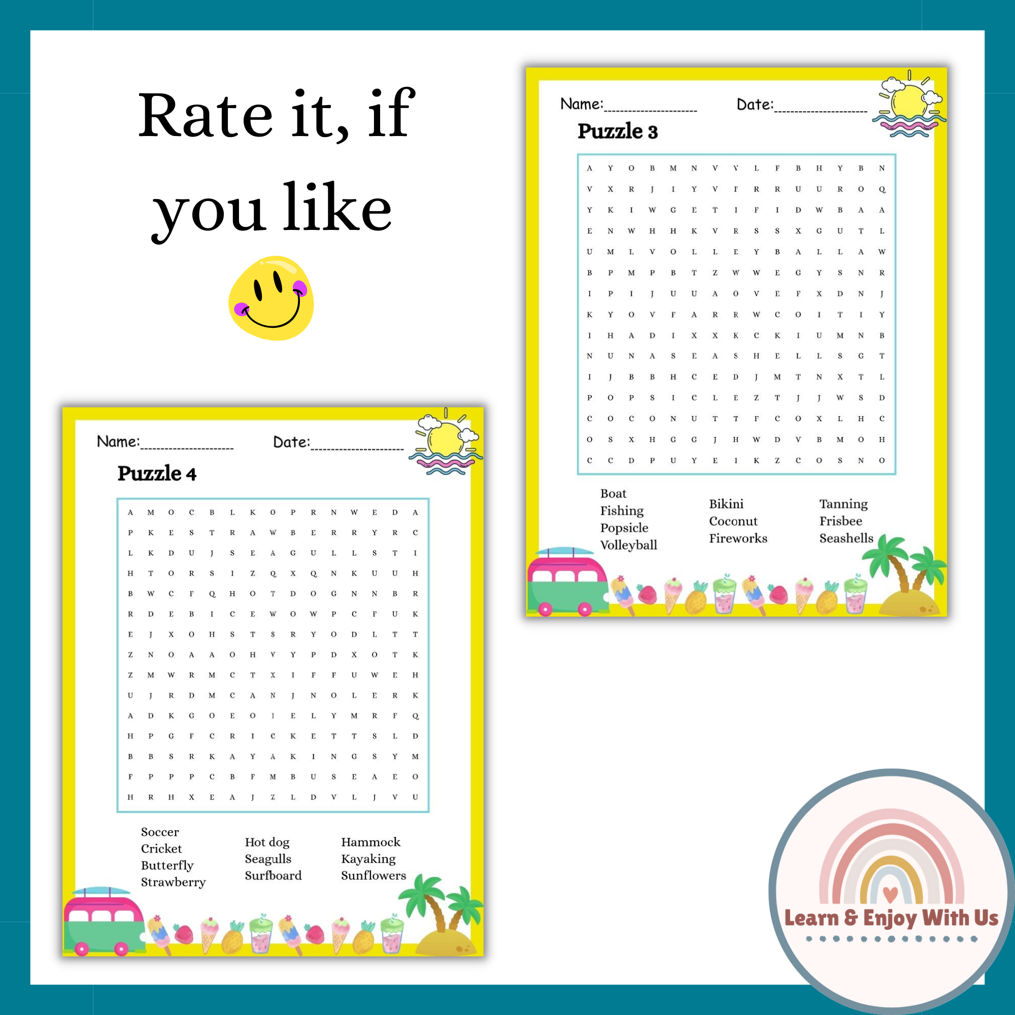 Summer Word Search Activity For 1st And 2nd Grade | End Of Year ...