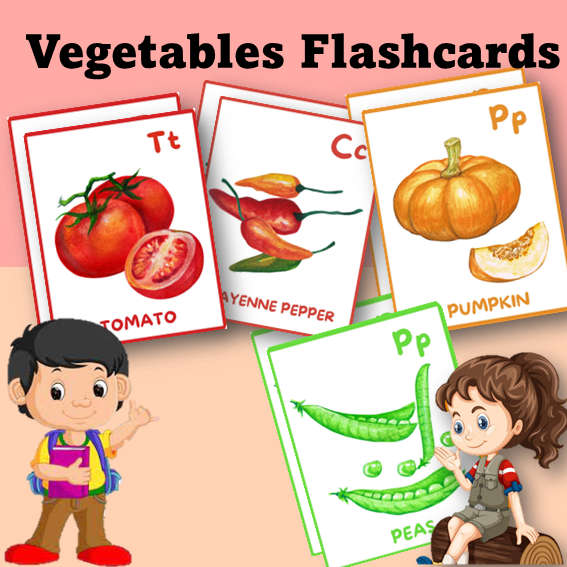 Discover the Beauty of Vegetables with our Watercolor Flashcards | Made ...