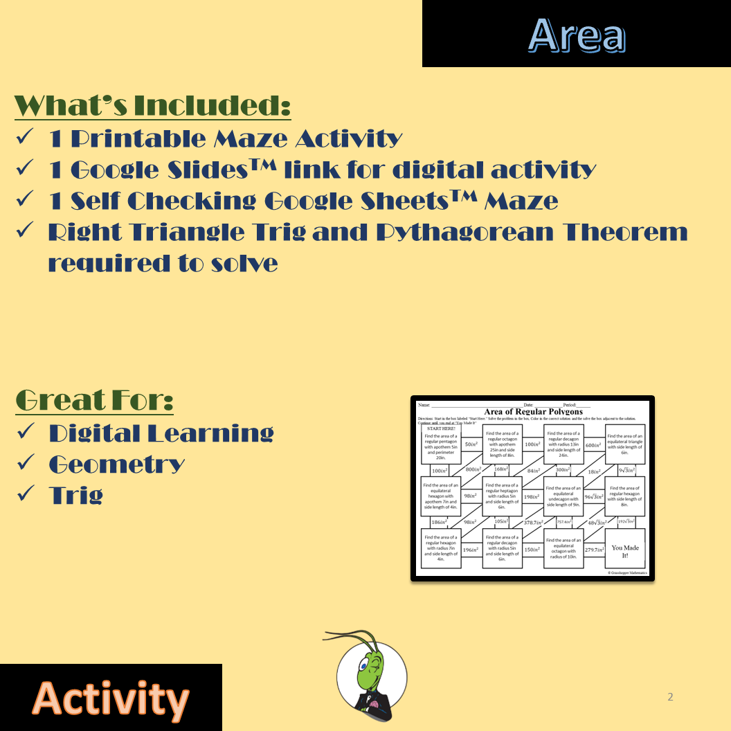 Area of Regular Polynomials Maze Activity | Digital and Printable ...