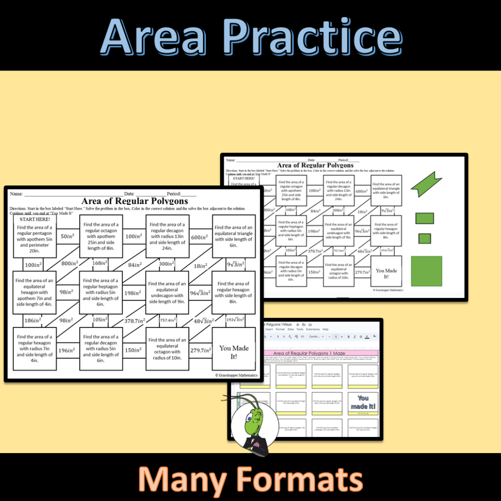Area of Regular Polynomials Maze Activity | Digital and Printable ...