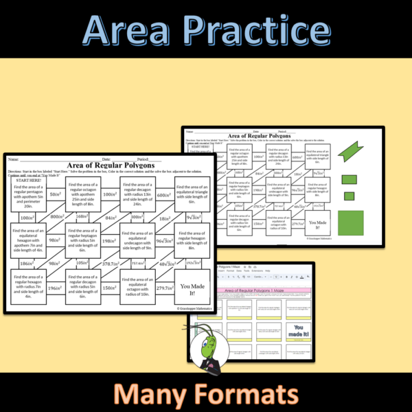 Area of Regular Polynomials Maze Activity | Digital and Printable ...