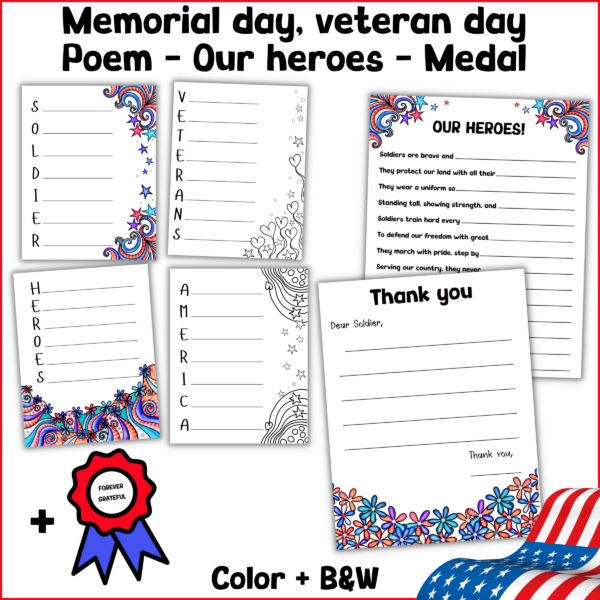 Memorial day acrostic poem - all about our heroes -letter template ...