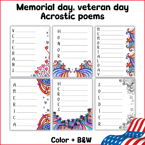 Memorial day acrostic poem - all about our heroes -letter template ...